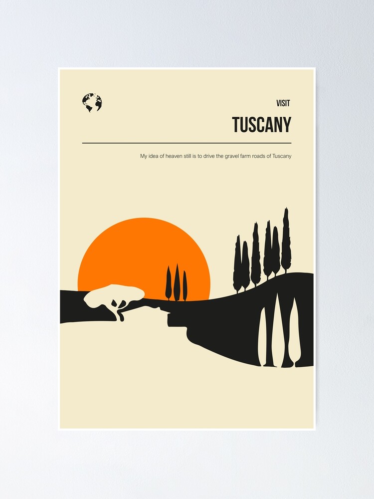 "Tuscany Italy Vintage Minimal Retro Book Cover Travel Poster" Poster ...