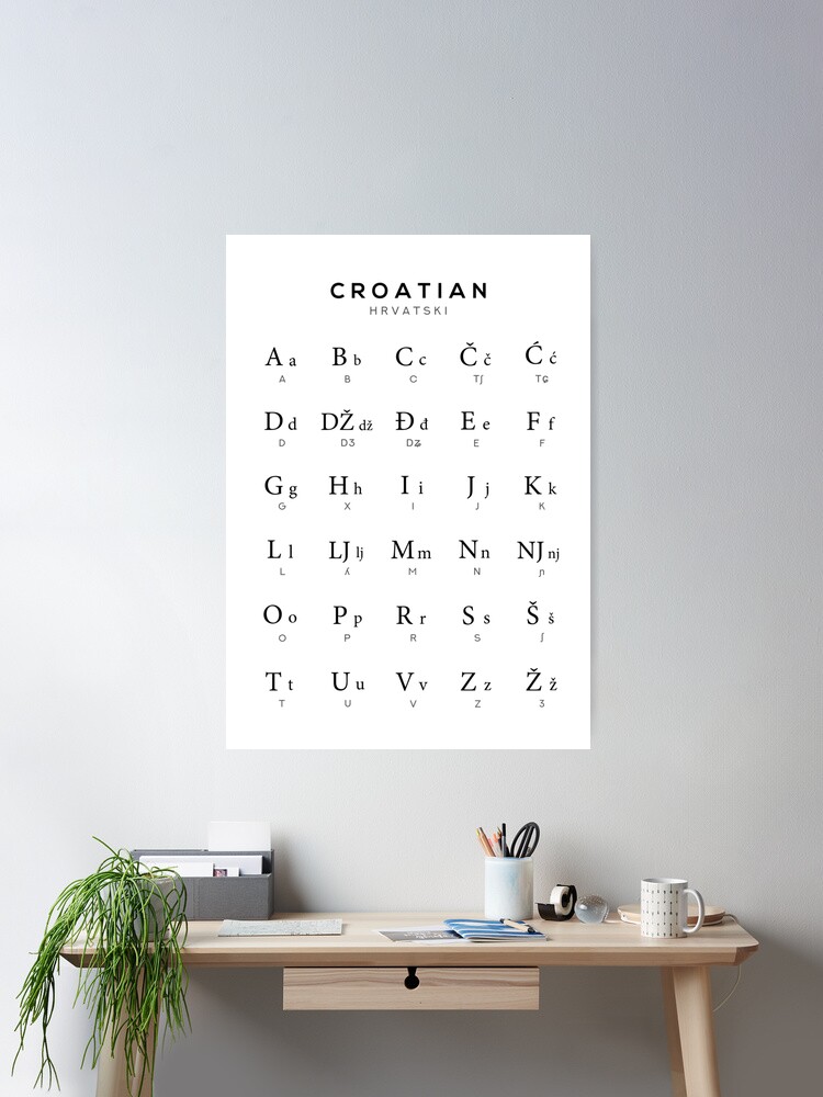 "Croatian Alphabet Chart, Croatia Language Chart, White" Poster for Sale by typelab | Redbubble