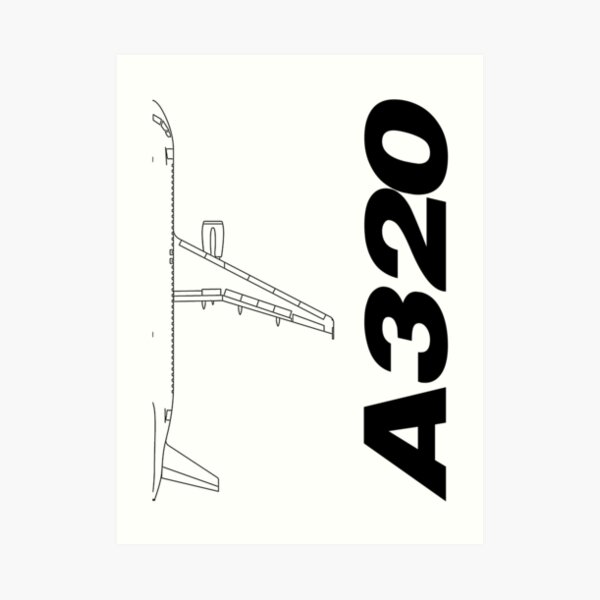"Airbus A320 Silhouette Black Top View" Art Print for Sale by ...