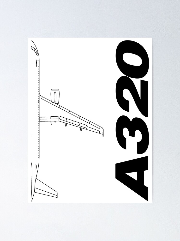 Póster «Airbus A320 silueta vista superior negra» de magazinecombate ...