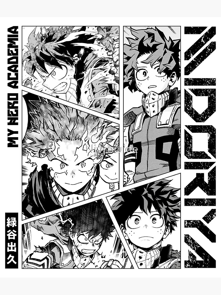 "Izuku Midoriya - My Hero Academia Manga Panel - Schwarz-Weiß-Version ...