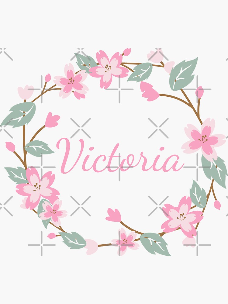 ""Victoria" Name in Pink Color Flower Ring" Sticker by LotusPrints9 ...