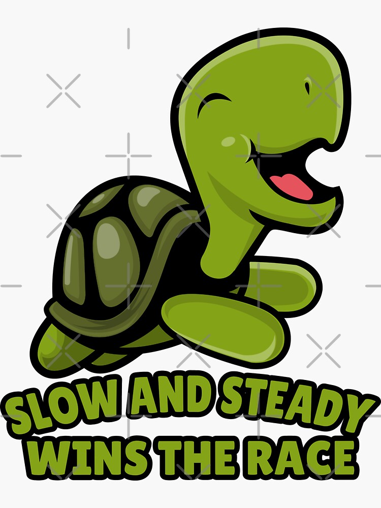 "Slow And Steady Wins The Race - Cute Kawaii Turtle Quotes" Sticker for ...