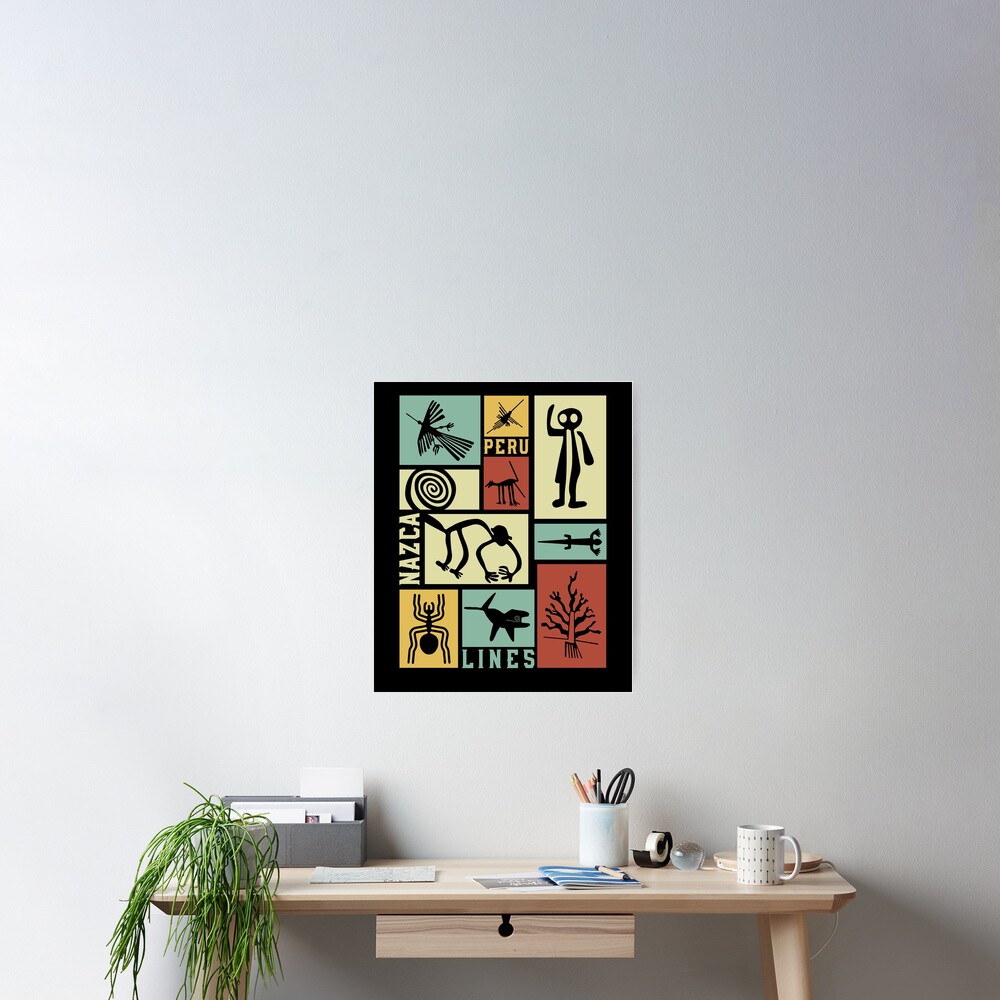 "Nazca Lines - Peruvian Geoglyphs - Retro Box Art - Condor, Monkey ...
