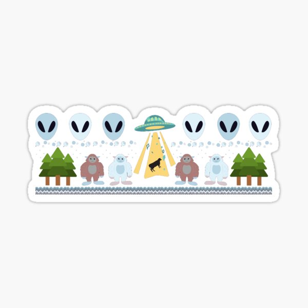 "Ufo yeti cow abduction alien - sci fi" Sticker for Sale by LukjanovArt ...