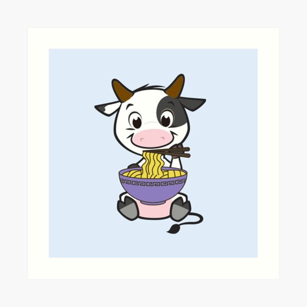 "Japanese Anime Cow Kawaii Cow Cute Cow and Japanese Noodles Ramen ...