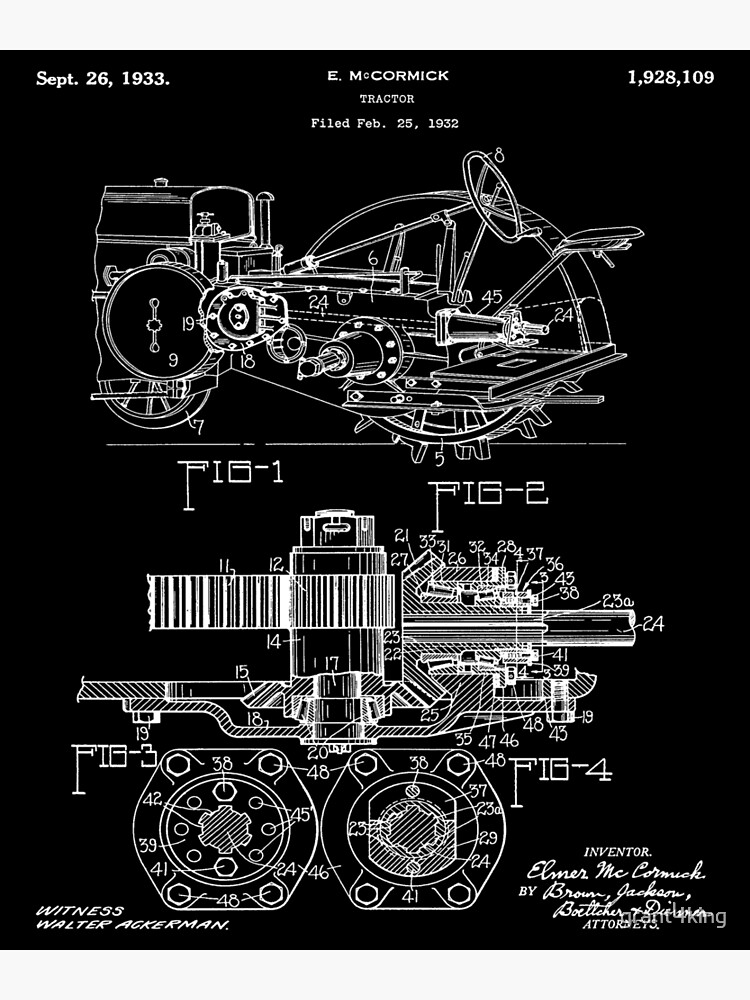 "Tractor Blueprint Patent Diagram Outline Sketch Farm Owner design ...