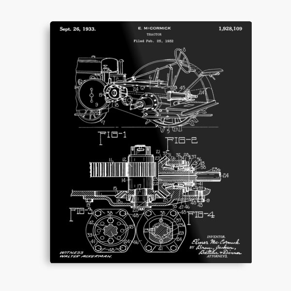 Lámina metálica «Esquema del diagrama de patente del plano del tractor ...