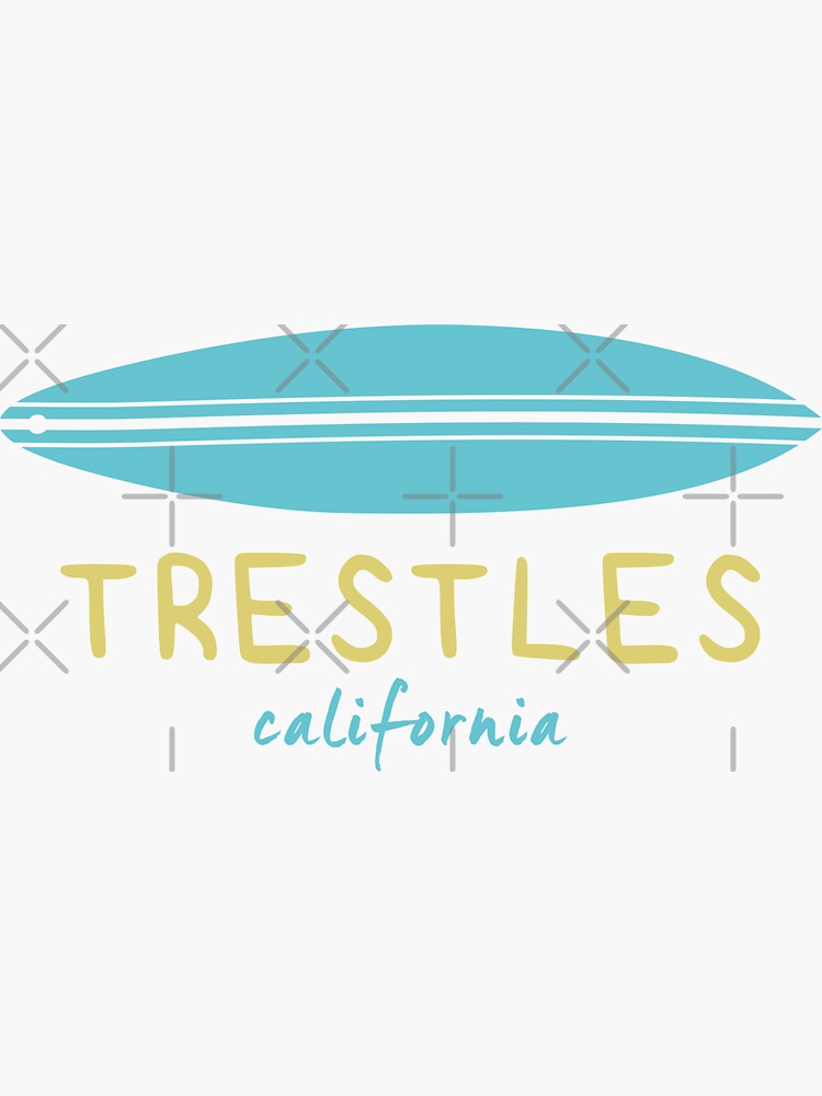 "SURFBOARD TRESTLES CALIFORNIA" Sticker for Sale by boleteshop | Redbubble
