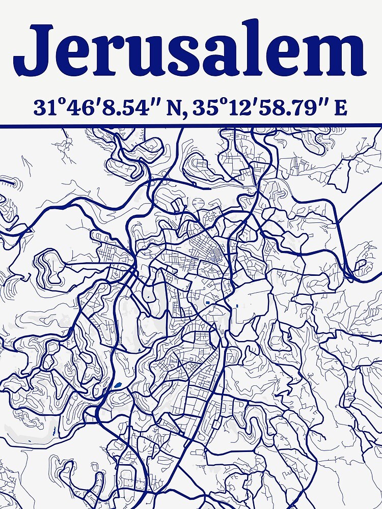 "Jerusalem Blue and White Map" Art Print for Sale by saedyehilf | Redbubble