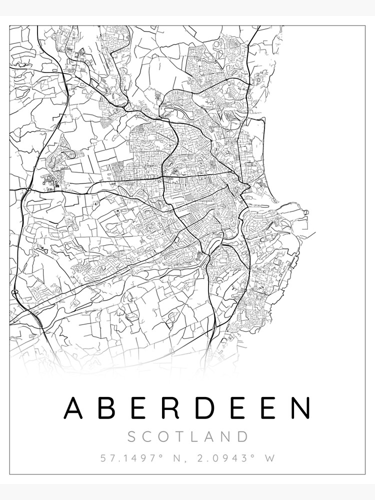 "Aberdeen map minimalist in black and white" Art Print for Sale by ...