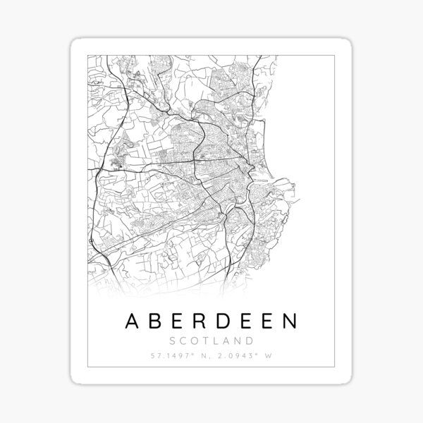 "Aberdeen map minimalist in black and white" Sticker for Sale by ...