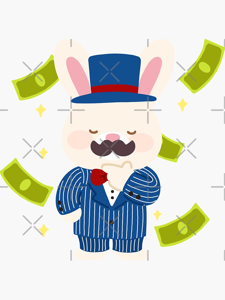 "Adorable super rich bunny" Sticker for Sale by youmiichi | Redbubble