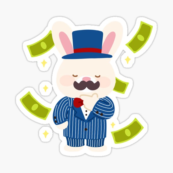 "Adorable super rich bunny" Sticker for Sale by youmiichi | Redbubble