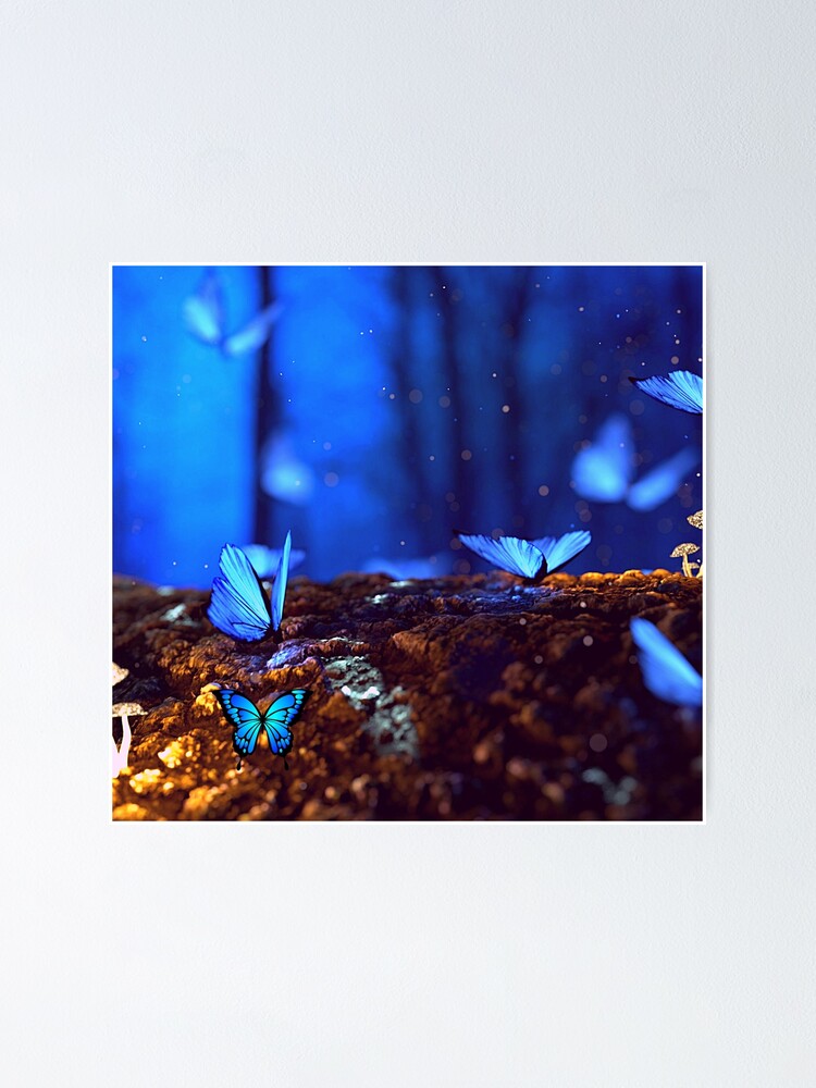 "Beautiful nature and blue butterflies" Poster for Sale by TWINS ...