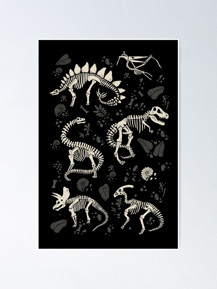 "Excavated Dinosaur Fossils" Poster by latheandquill | Redbubble