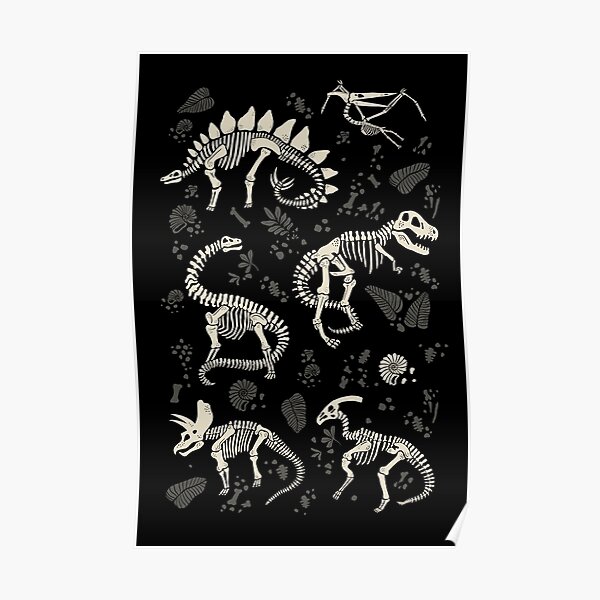 "Excavated Dinosaur Fossils" Poster by latheandquill | Redbubble