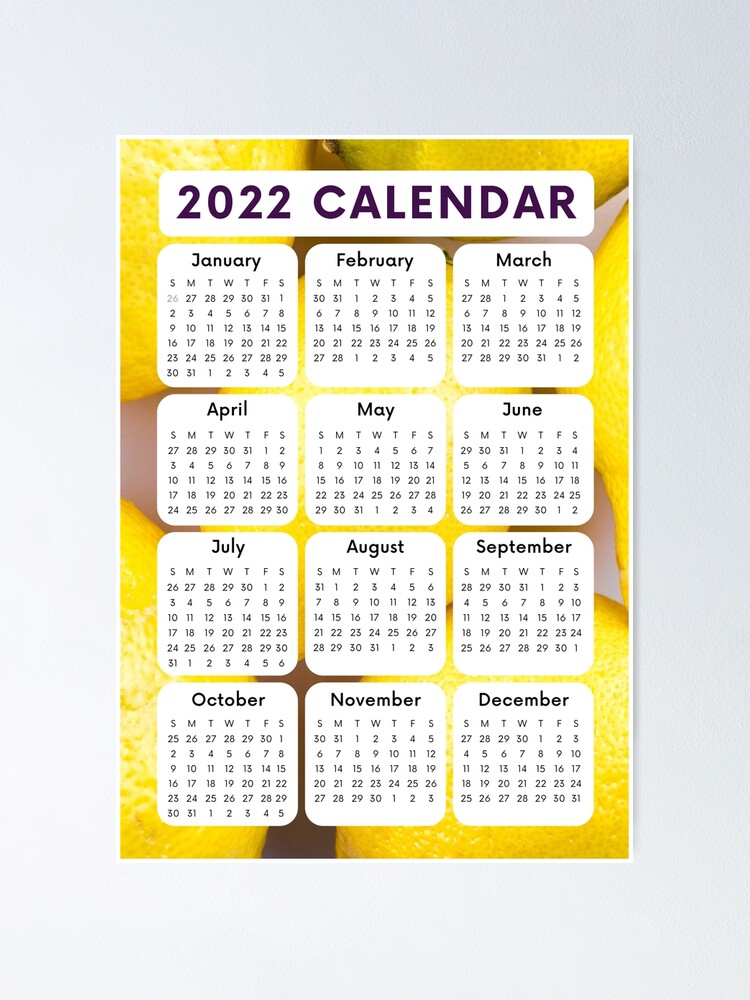 "2022 calendar citron. lemon" Poster for Sale by Mgdevo | Redbubble
