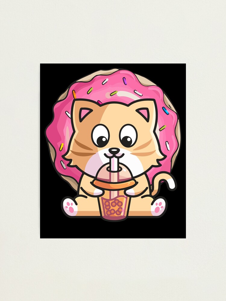 Cat Boba Tea Bubble Tea Anime Kawaii Neko Photographic Print For Sale