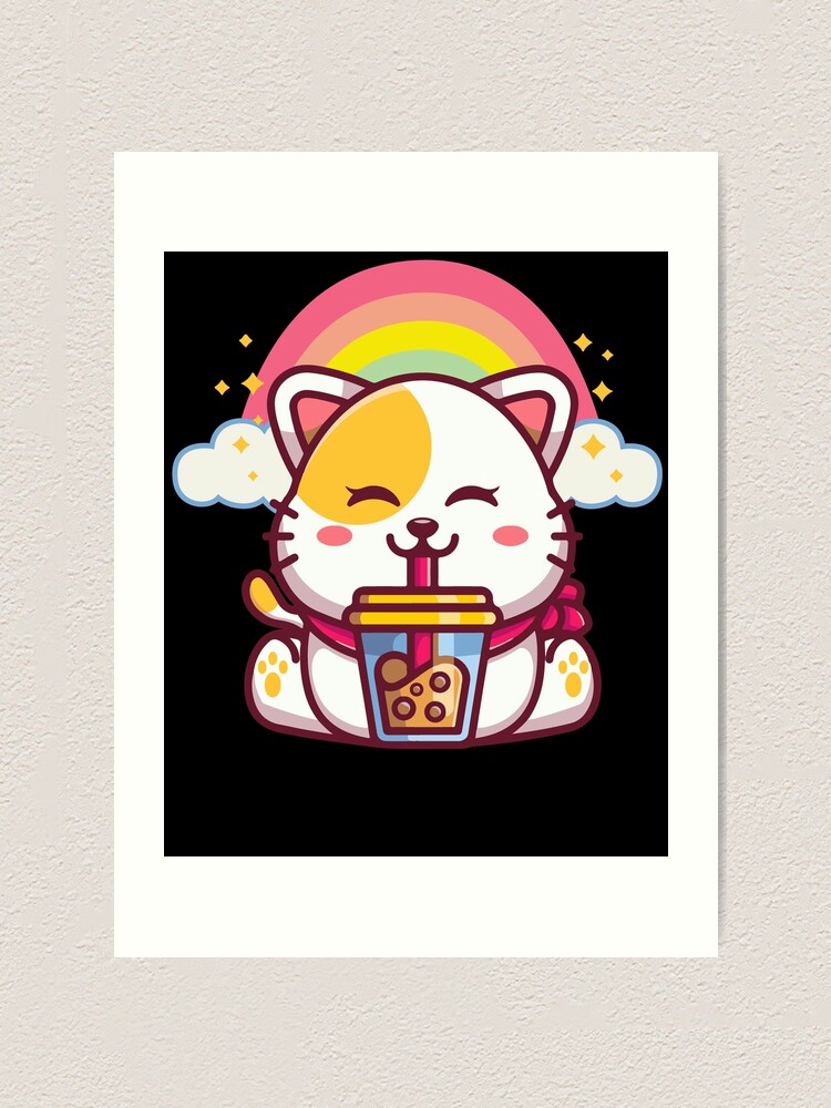 Cat Boba Tea Bubble Tea Anime Kawaii Neko Art Print For Sale By