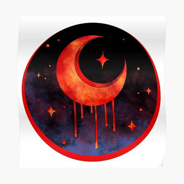"Blood Red Crescent Moon bleeding dripping among stars" Poster by ...
