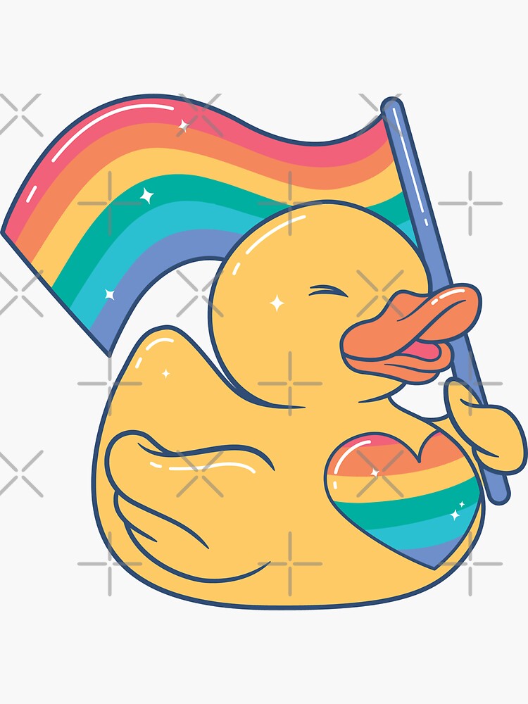 "LGBT Rubber Duck with Rainbow Flag" Sticker for Sale by masterchaotic ...