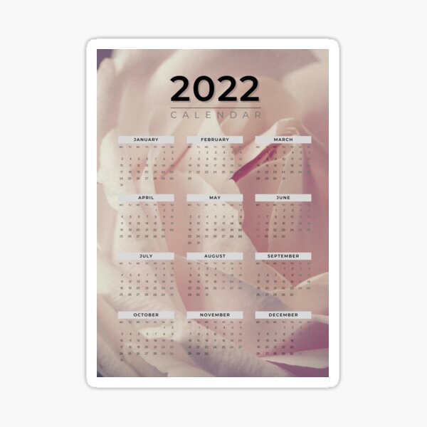 "2022 Calendar white rose" Sticker for Sale by Mgdevo | Redbubble