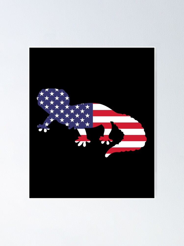 "Leopard Gecko with american flag" Poster for Sale by Hodge6868 | Redbubble