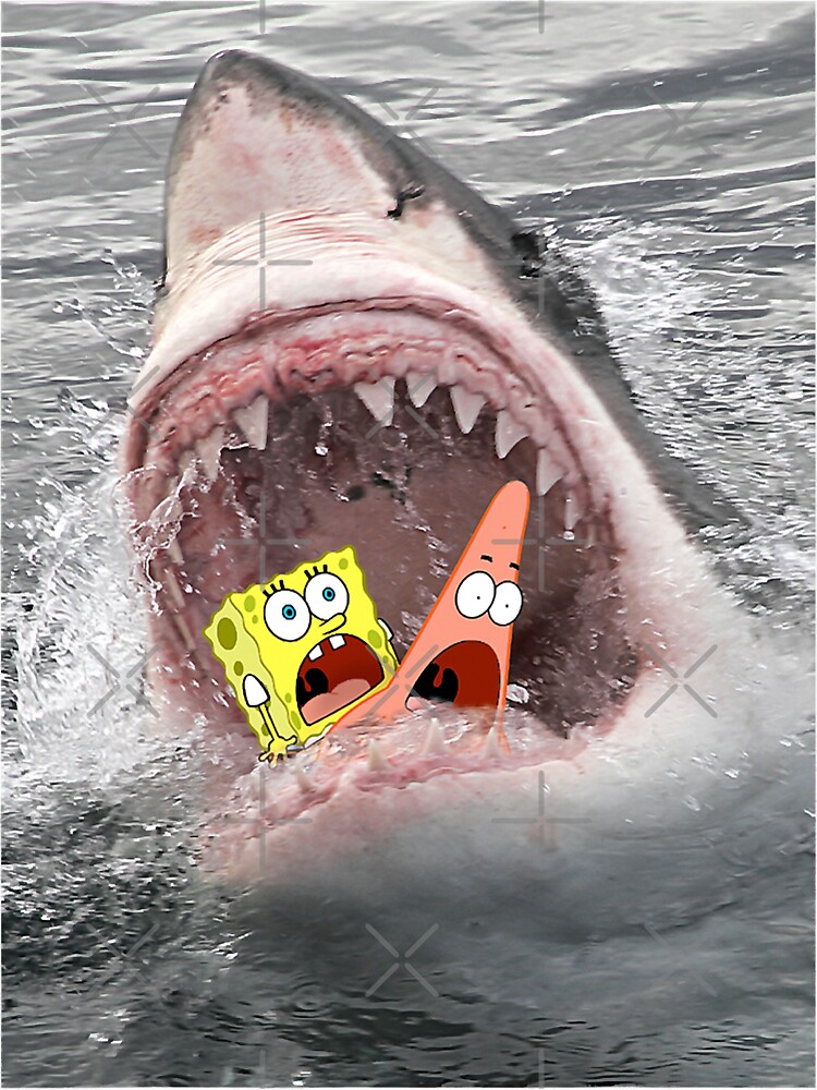 "Spongebob SquarePants Shark Attack Humorous" Sticker for Sale by ...