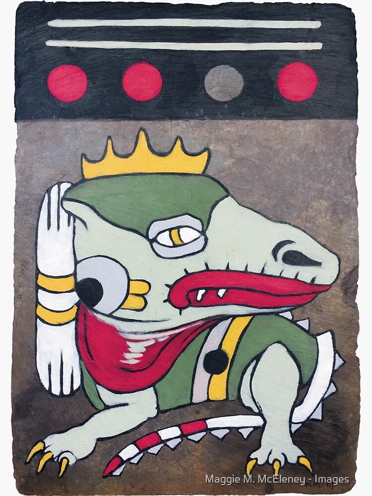 "Mayan Lizard King" Sticker for Sale by MaggiesMuse | Redbubble