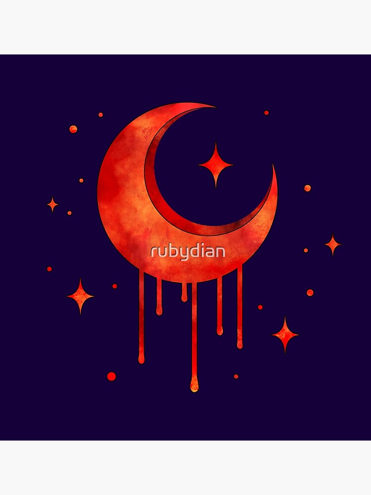 "Blood Red Crescent Moon bleeding among stars | on Purple" Poster for ...