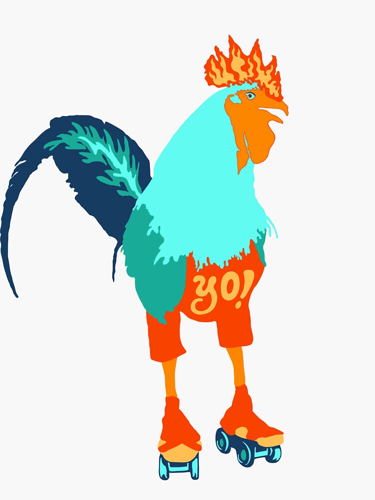 "Roller Derby Rooster" Sticker for Sale by nriedie | Redbubble