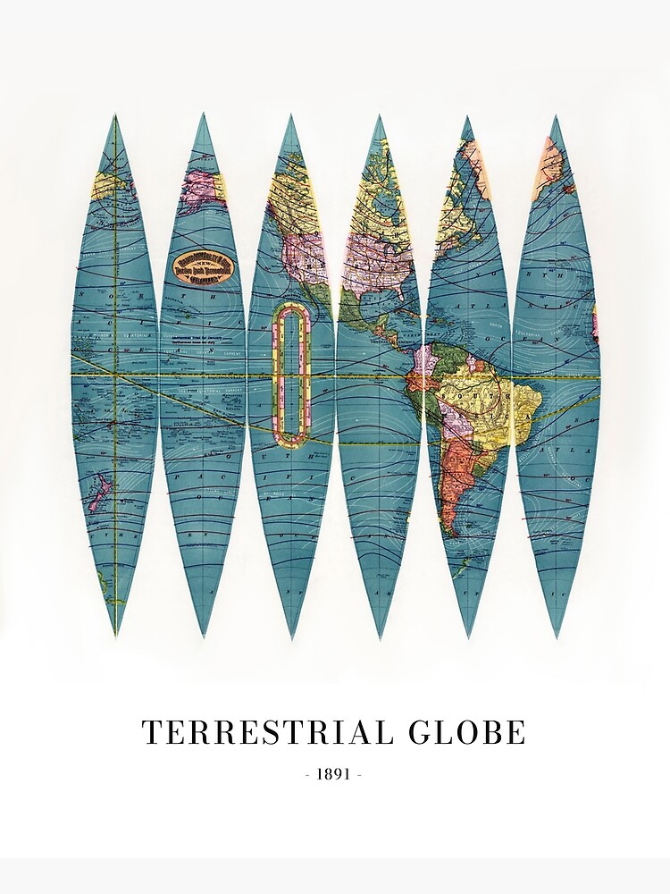 "Terrestrial Globe - Vintage Map of The World from 1891" Poster for ...