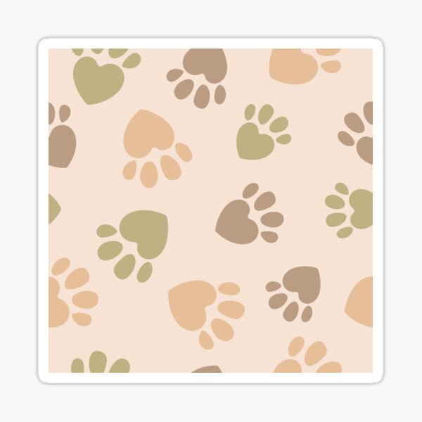 "Love Heart Animal Paw Prints Earth Colours" Sticker by Trinket-Tricks ...