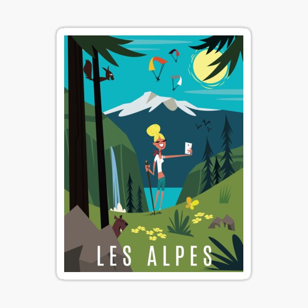 "Les Alpes poster" Sticker for Sale by GAGodel | Redbubble
