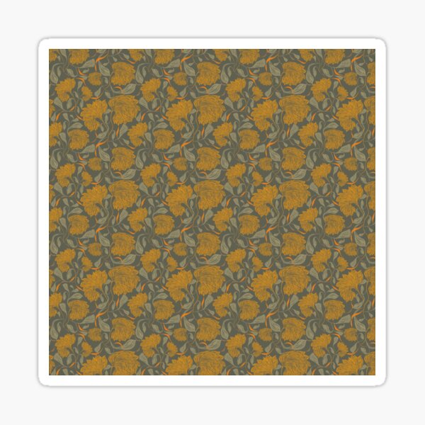 "Ornamental Florals- Yellow mustard" Sticker by flopatterns | Redbubble