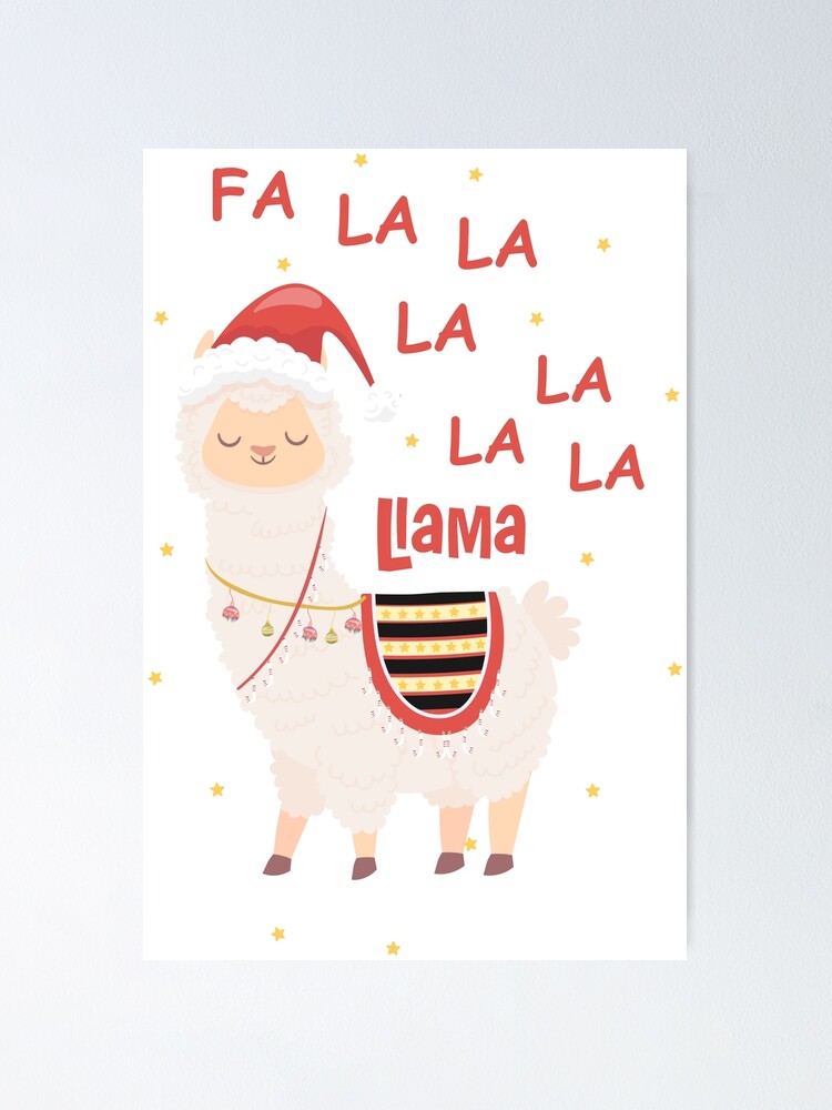 "Fa La La La Llama Christmas Lights Snowflakes" Poster for Sale by ...