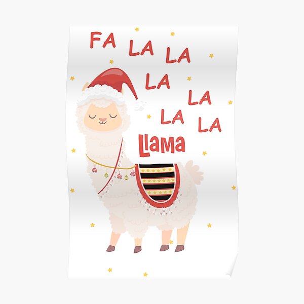"Fa La La La Llama Christmas Lights Snowflakes" Poster for Sale by ...