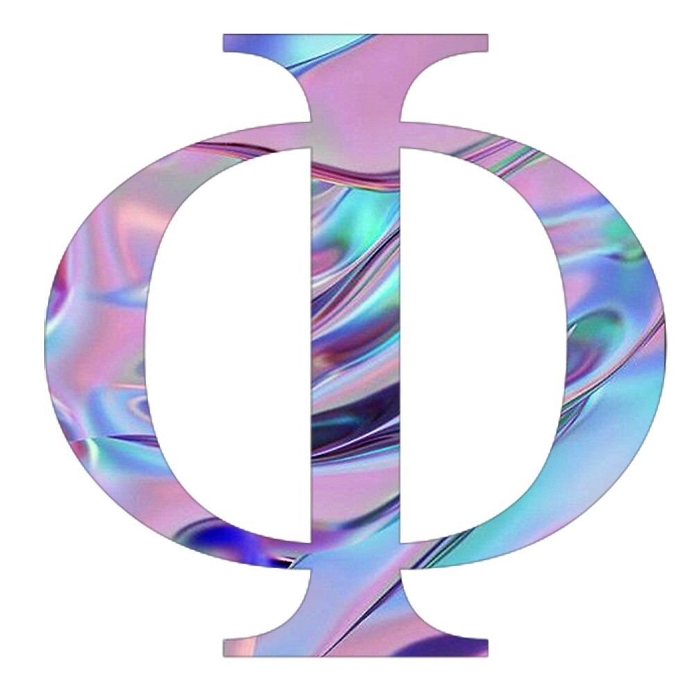 "Phi- Holographic/ Chrome- Greek letter" by Hope Schmeiser | Redbubble
