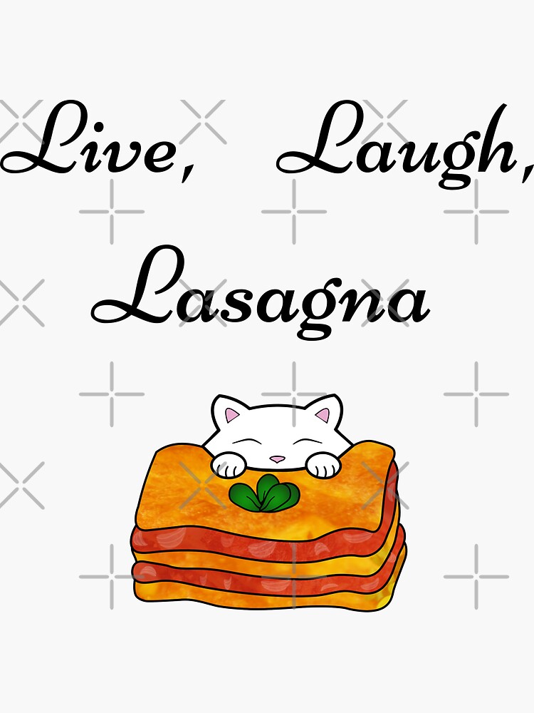 "Cute cat eating a yummy looking lasagna" Sticker by Purr95 | Redbubble