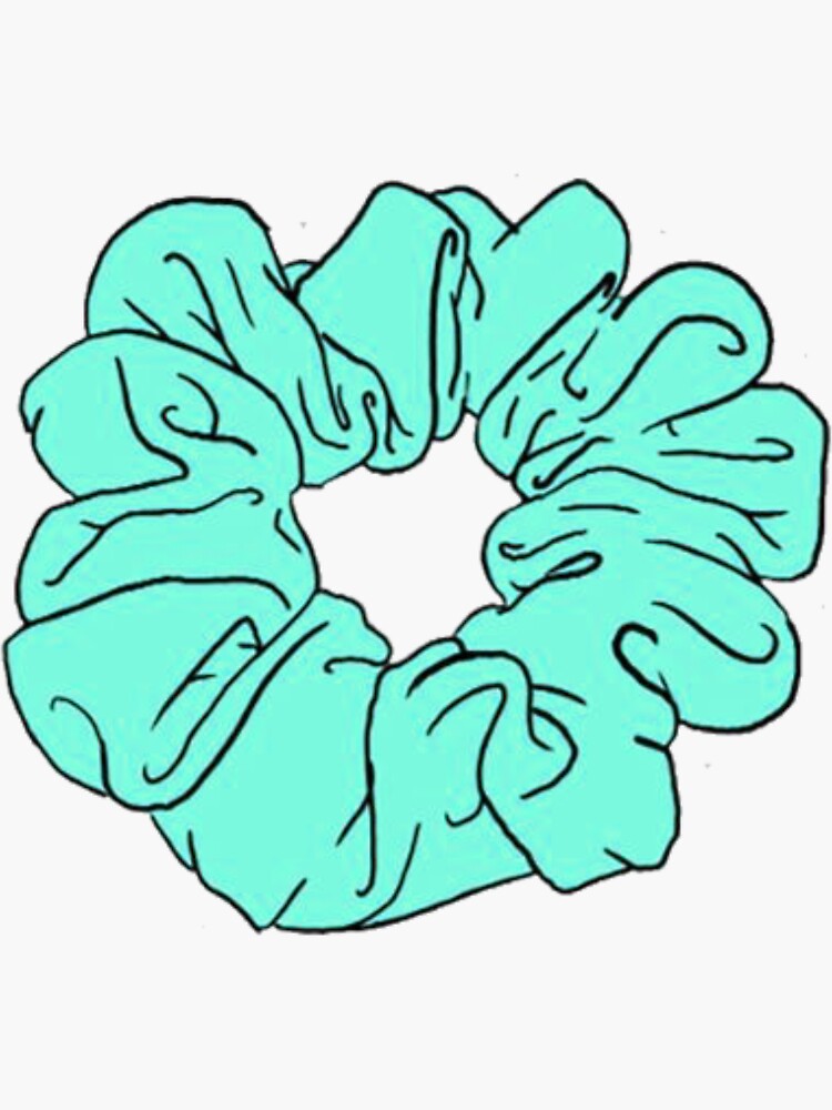 "teal scrunchie sticker" Sticker by stickerbylucyy | Redbubble