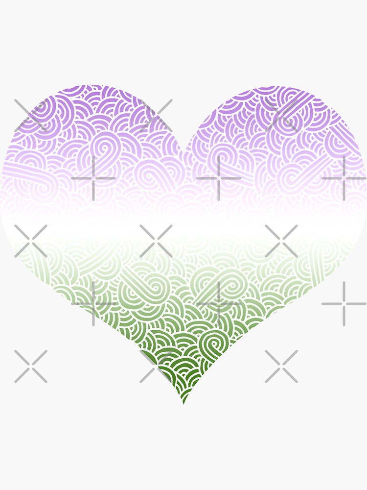 Ombré Genderqueer Colours And White Swirls Doodles Sticker For Sale