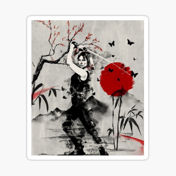 "Women Japanese Samurai Warrior - Retro Vintage Fighter" Sticker for ...