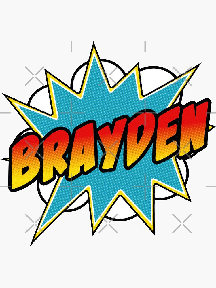 "Boys Brayden Comic Book Superhero Name" Sticker for Sale by Rixta82 ...