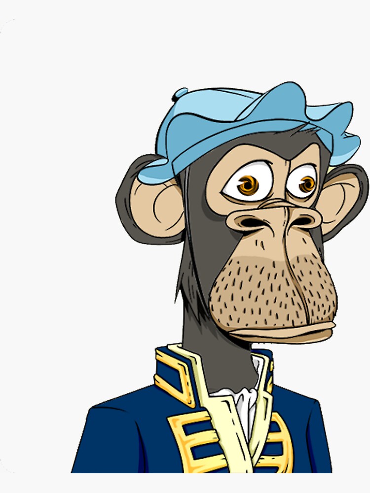 "Monkey NFT Bored Ape Yacht Club #9909 funny nft gift idea" Sticker for ...