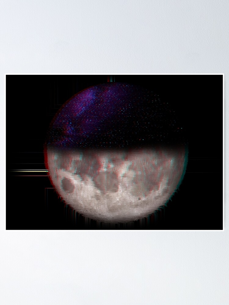"Glitched Moon and Stars design" Poster for Sale by itsKiiroyaBoi ...