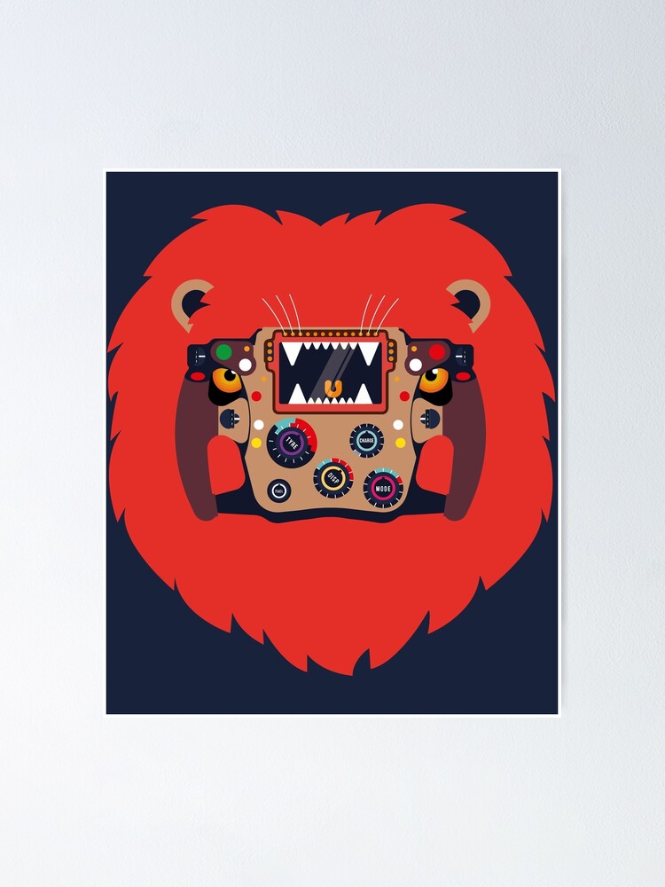 Poster « Max Verstappen 33 Formule1 Mad Max Lion logo f1 Voiture Red ...