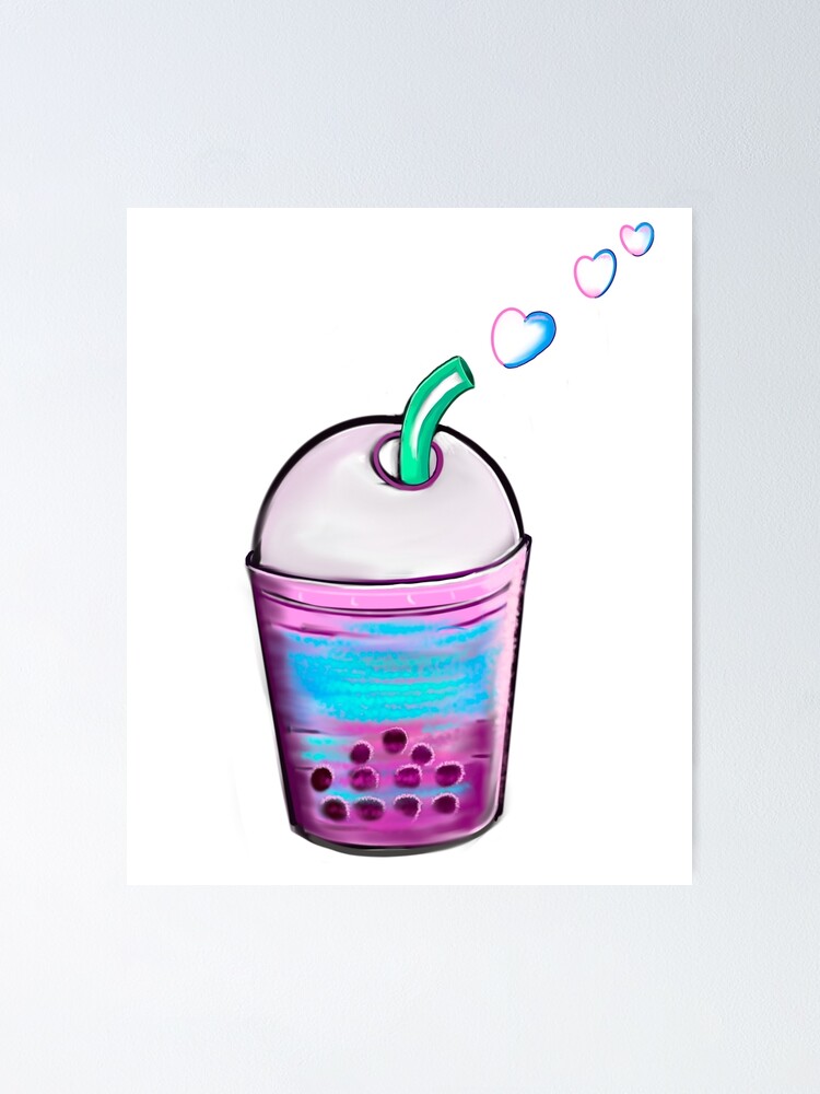 "Bubble tea - Boba tea with heart shaped bubbles" Poster for Sale by ...
