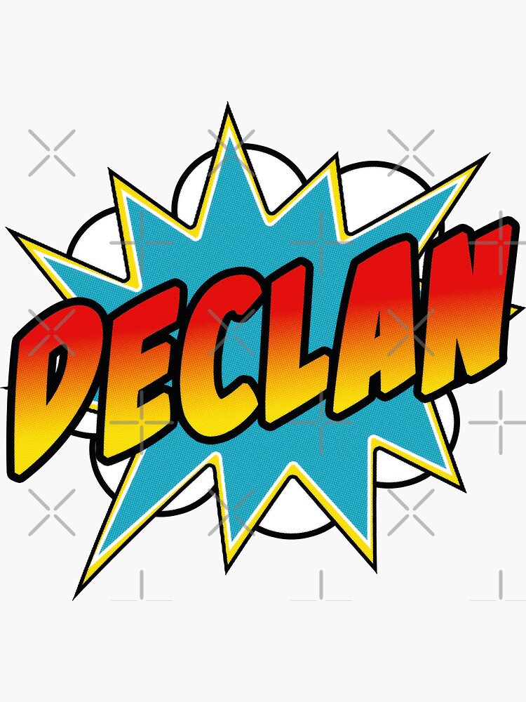 "Boys Declan Name Comic Book Superhero" Sticker for Sale by Rixta82 ...