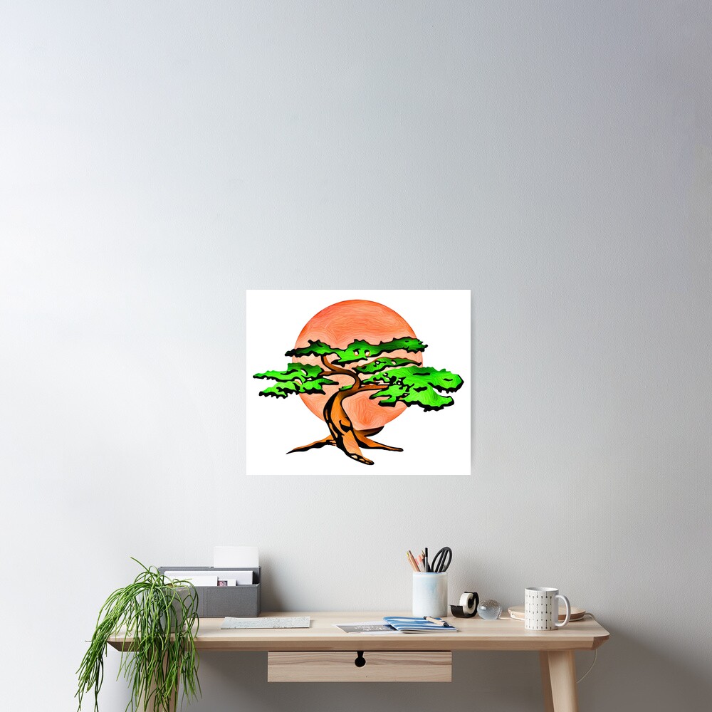"Miyagi Bonsai Tree Drawing" Poster for Sale by SavageRootsMMA | Redbubble